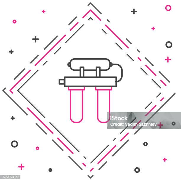 Icône Filtre À Eau De Ligne Isolée Sur Fond Blanc Système De Filtration