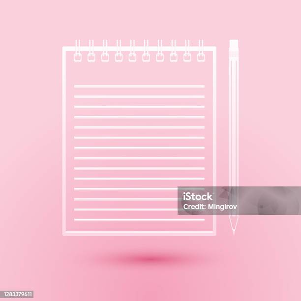 Kertas Memotong Notebook Kosong Dan Pensil Dengan Ikon Penghapus