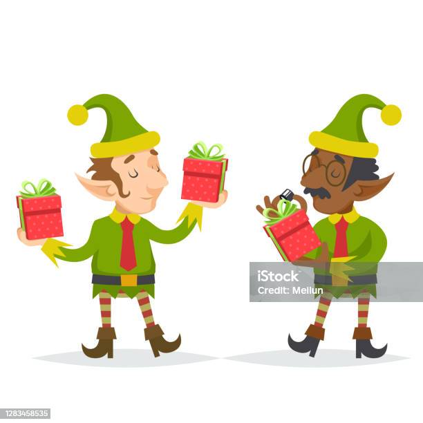 Kotak Hadiah Natal Karakter Elf Kualitas Cek Proses Retro Kartun Desain ... Kotak Hadiah Natal Karakter Elf Kualitas Cek Proses Retro Kartun Desain ...