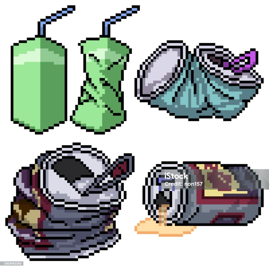 Pixel Art Set Isolated Junk Empty Can Stock Illustration - Download ... Pixel Art Set Isolated Junk Empty Can Stock Illustration - Download ...
