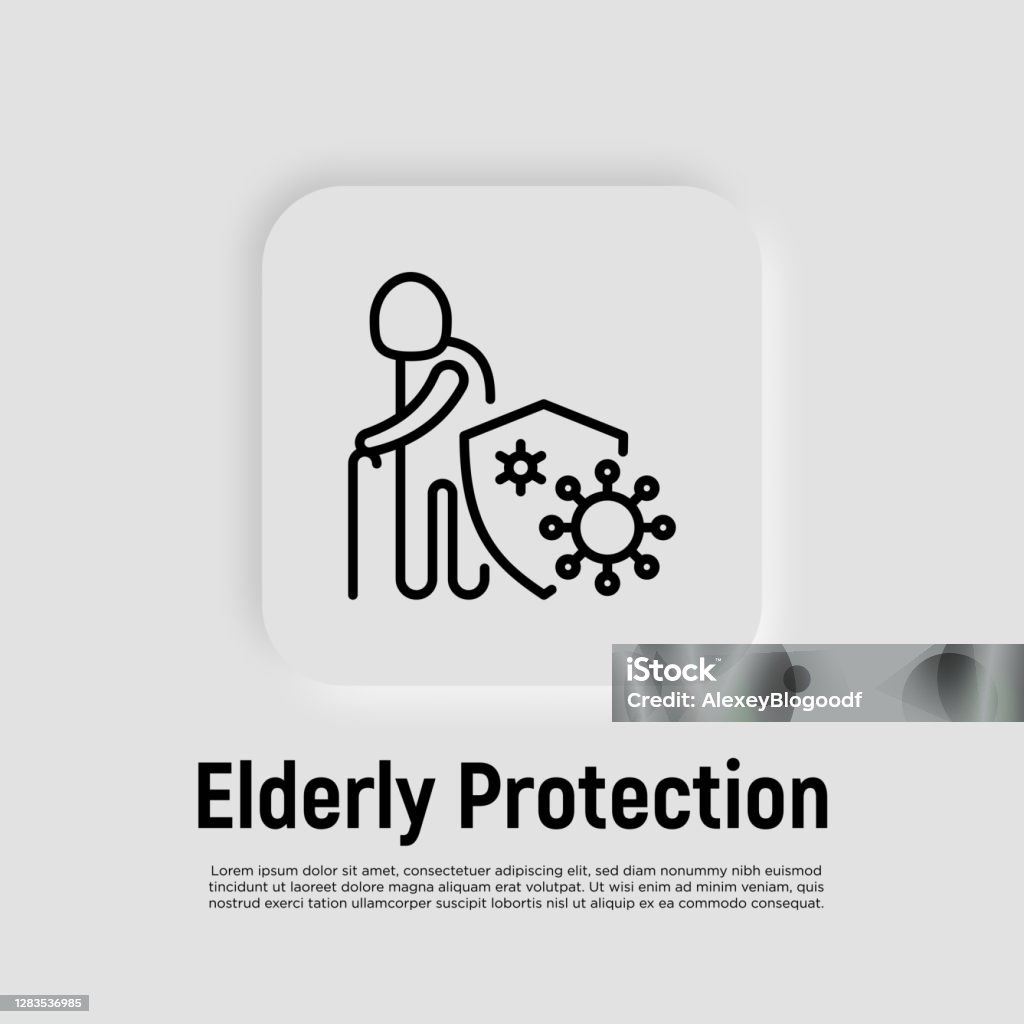 Virus Protection For Elderly Person Old Person Is Protected By Shield