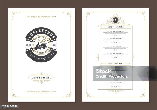 Selebaran Desain Template Menu Kopi Untuk Bar Atau Kafe Dengan Simbol