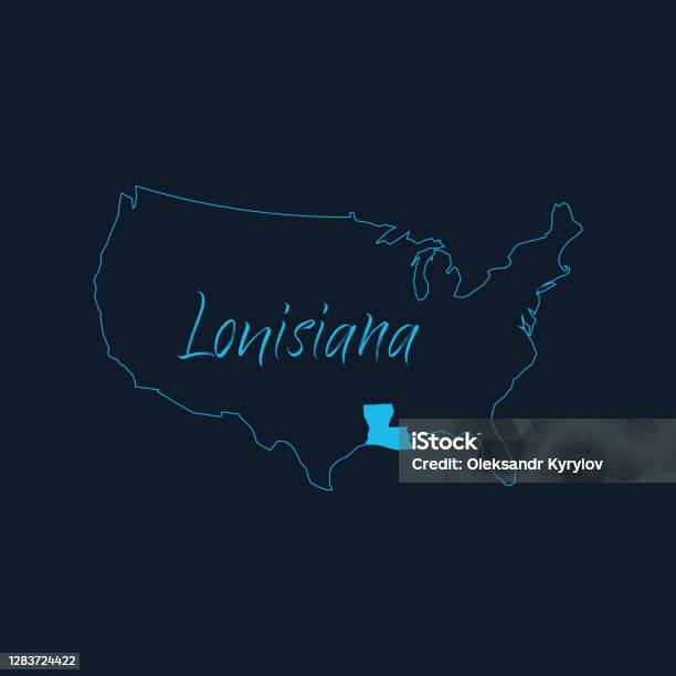 État De Louisiane Mis En Évidence Sur La Carte Des Étatsunis Damérique