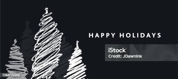 Spanduk Web Ucapan Liburan Dengan Desain Jenis Pohon Natal Dan Happy