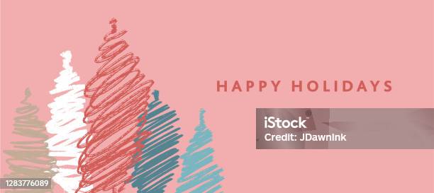 Spanduk Web Ucapan Liburan Dengan Desain Jenis Pohon Natal Dan Happy