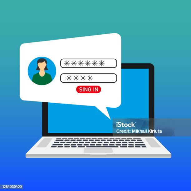 Halaman Login Di Layar Laptop Formulir Login Online Halaman Login