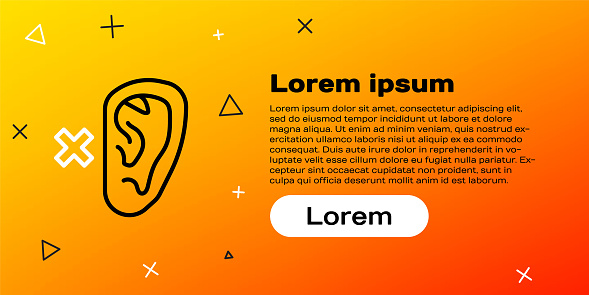 Icône De Surdité De Ligne Isolée Sur Le Fond Jaune Symbole Sourd