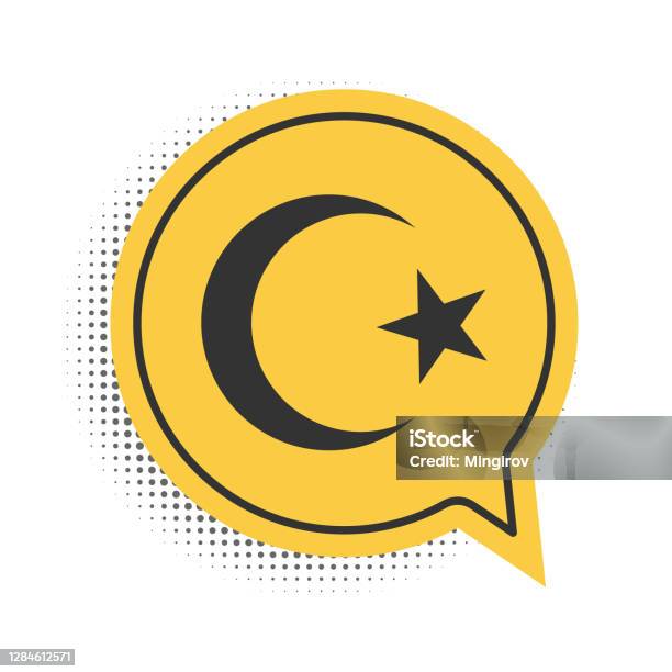 Étoile Noire Et Croissant Symbole De Licône Dislam Isolée Sur Le Fond