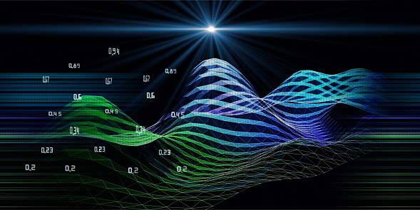 Abstract Visualization Wave Algorithm Analyze Data With Blurred Lines