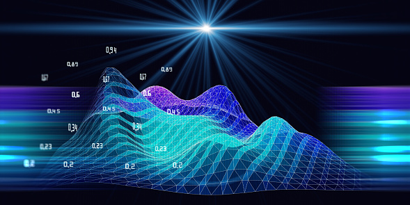 Abstract Background With Wireframe Wavy Algorithm Analyze Data With