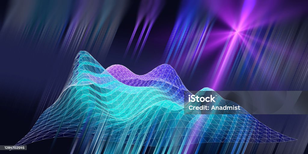 Big Data Abstract Background With Wireframe Analytical Algorithm Analyze Data With Blurred Lines