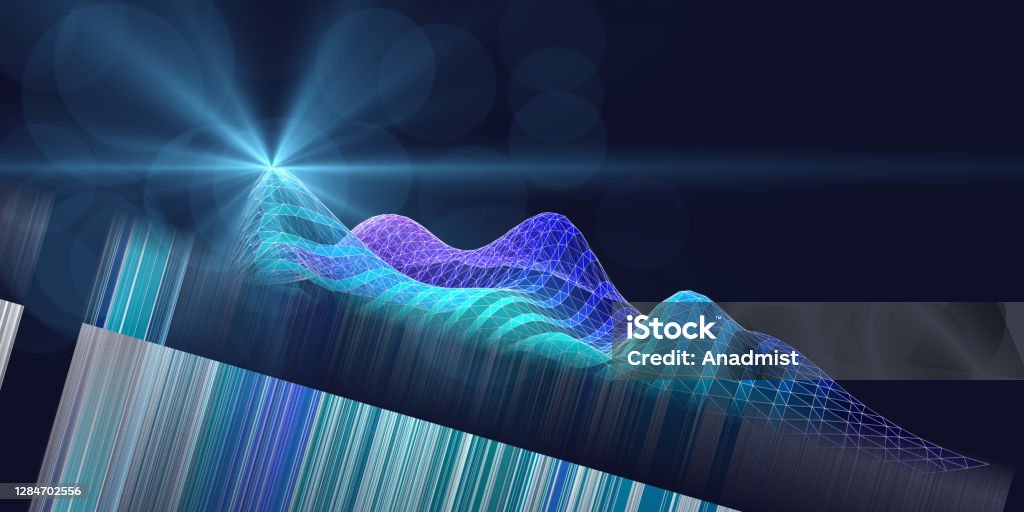 Abstract Background With Wireframe Wavy Algorithm Analyze Data With