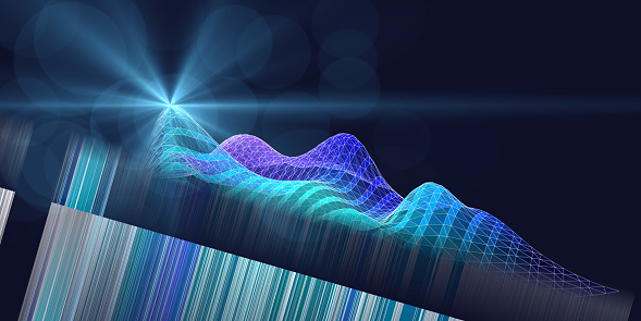 Abstract Background With Wireframe Wavy Algorithm Analyze Data With Blurred Lines Big Data