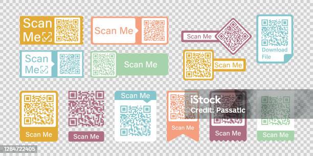 Set Vektor Bingkai Kode Qr Pindai Aku Tag Telepon Kode Qr Mengejek