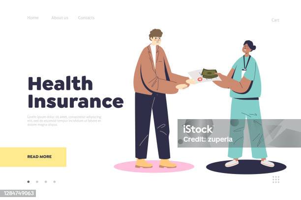 Concept Dassurance Maladie De La Page De Destination Avec Linfirmière