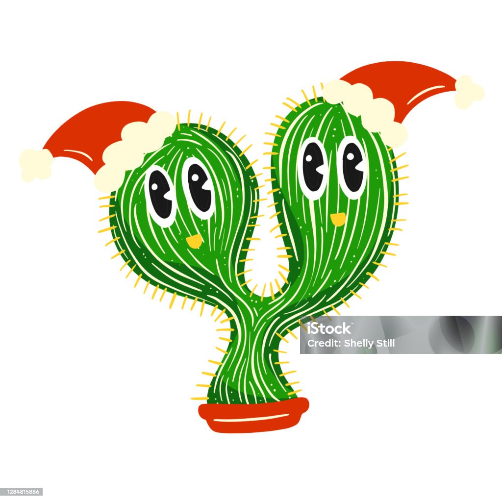 Illustration Festive De Dessin Animé De Cactus De Santa Claus Darbre De
