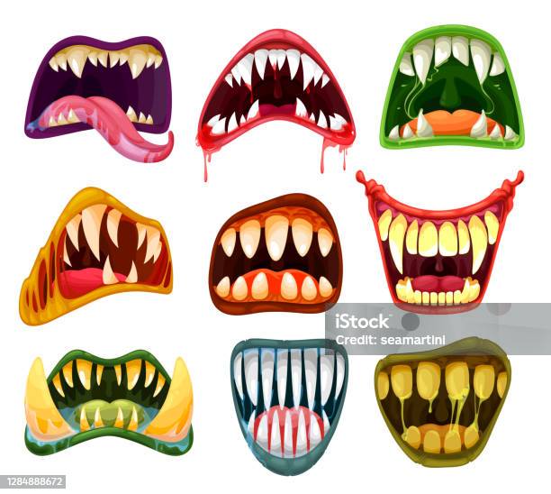 Ilustración de Bocas De Monstruo Dientes Conjunto De Dibujos Animados ... Ilustración de Bocas De Monstruo Dientes Conjunto De Dibujos Animados ...