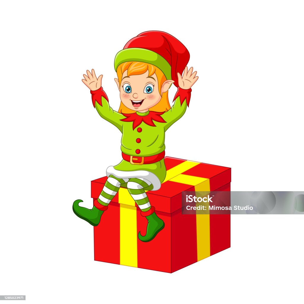 Kartun Elf Natal Duduk Di Kotak Hadiah Besar Ilustrasi Stok - Unduh ... Kartun Elf Natal Duduk Di Kotak Hadiah Besar Ilustrasi Stok - Unduh ...