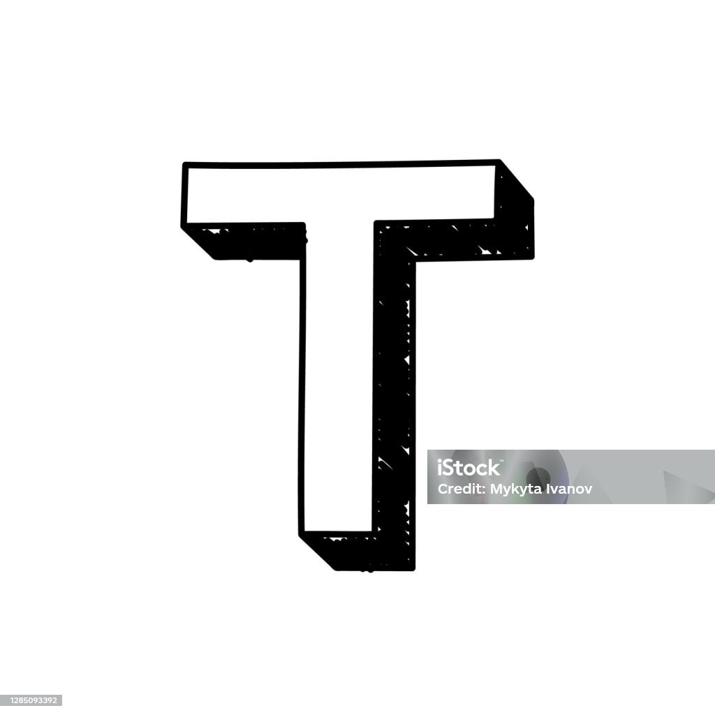Ilustración De Símbolo Dibujado A Mano Con Letra T Ilustración Vectorial De Una Gran Letra