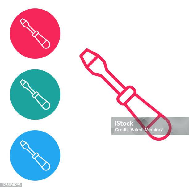 Icône De Tournevis De Ligne Rouge Isolée Sur Fond Blanc Symbole De
