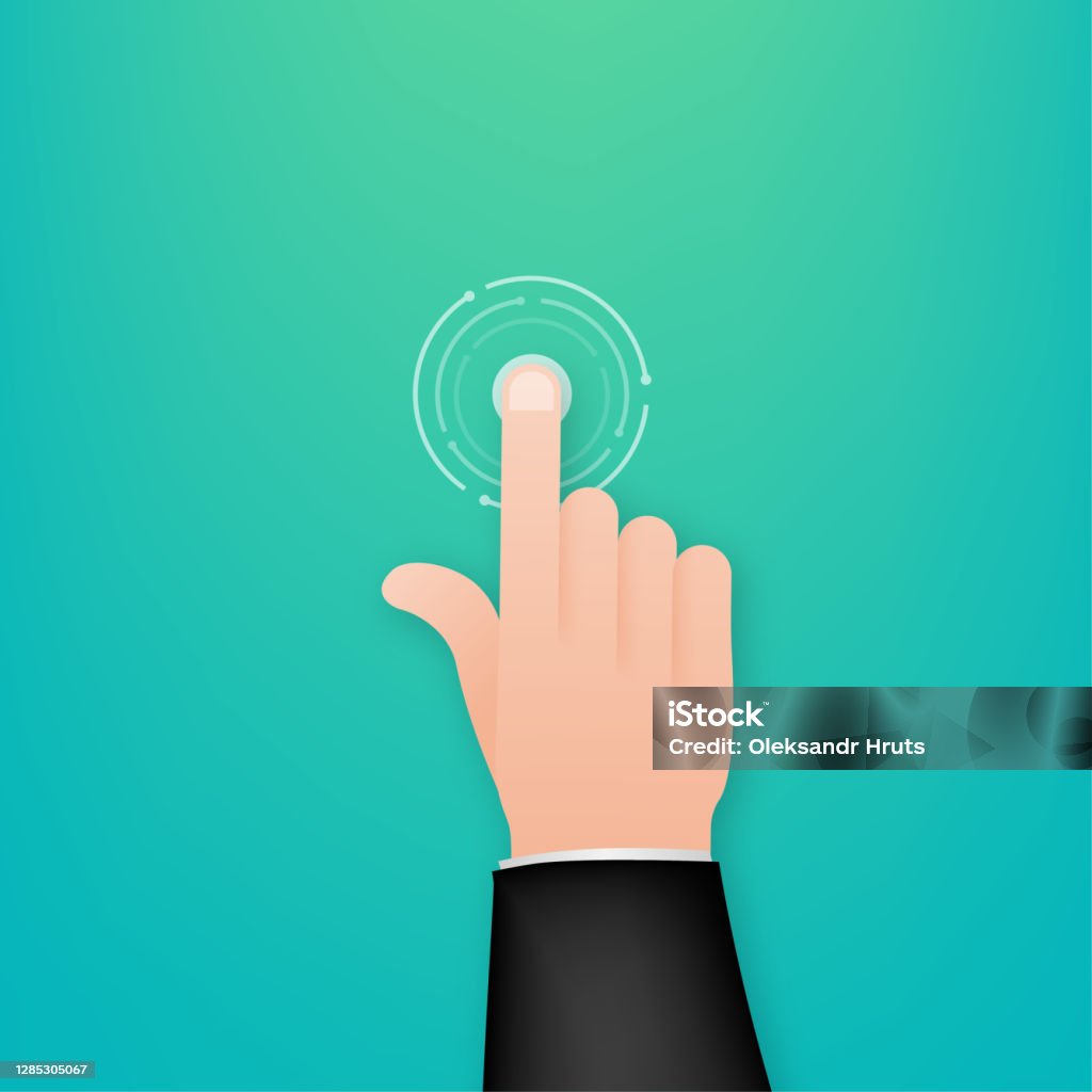 Cliquez Sur La Main Dans Le Style Plat Poussez Lécran Tactile Icône Du