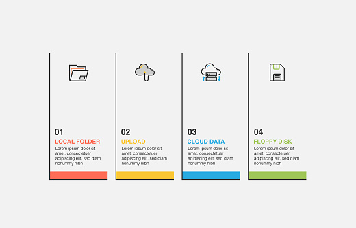 Templat Desain Infografis Folder Lokal Unggah Data Awan Ikon Disket