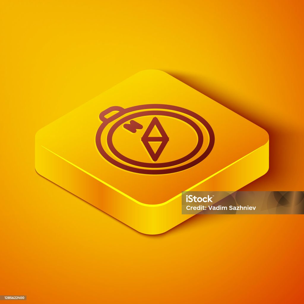 Icône De Boussole De Ligne Isométrique Isolée Sur Fond Orange Symbole