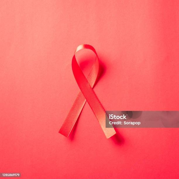 Pita Busur Merah Simbol Hiv Kesadaran Kanker Aids Foto Stok Unduh
