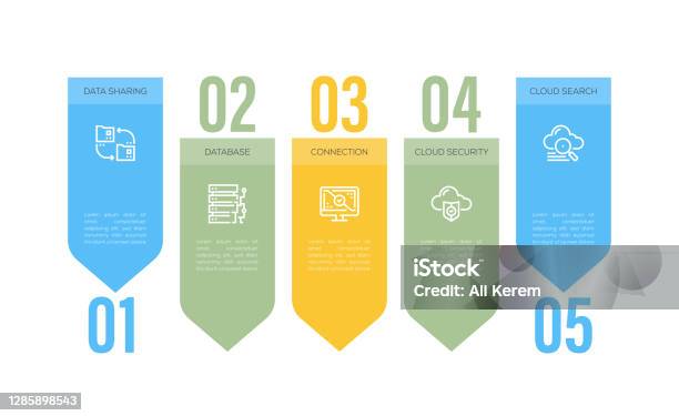 Templat Desain Infografis Ikon Berbagi Data Database Koneksi Keamanan