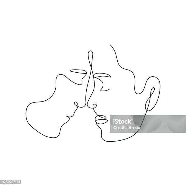 Un Couple Damour Ligne Dessin Abstrait Continu De Ligne Affiche Dart De