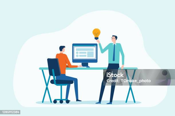 Ilustrasi Datar Grup Pertemuan Tim Bisnis Dan Brainstorming Untuk