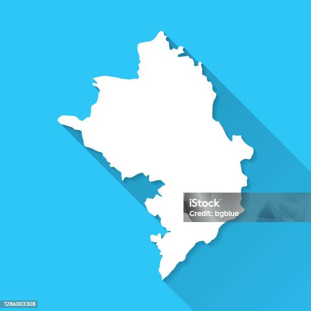 Nagorno Karabakh Map With Long Shadow On Blue Background Flat Design