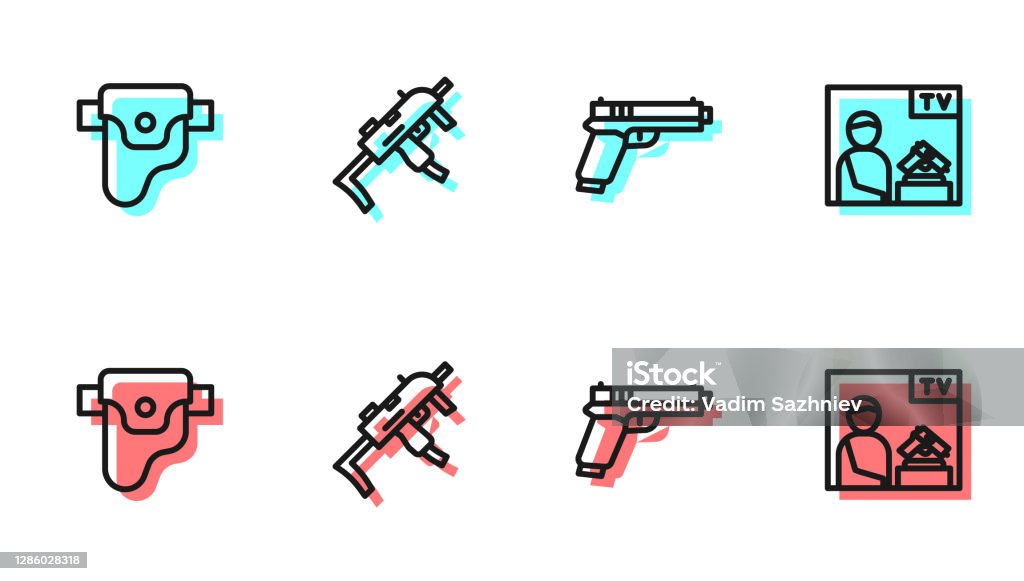 Atur Garis Pistol Atau Pistol Pistol Di Sarung Submachine Mp9i Dan Ikon ... Atur Garis Pistol Atau Pistol Pistol Di Sarung Submachine Mp9i Dan Ikon ...