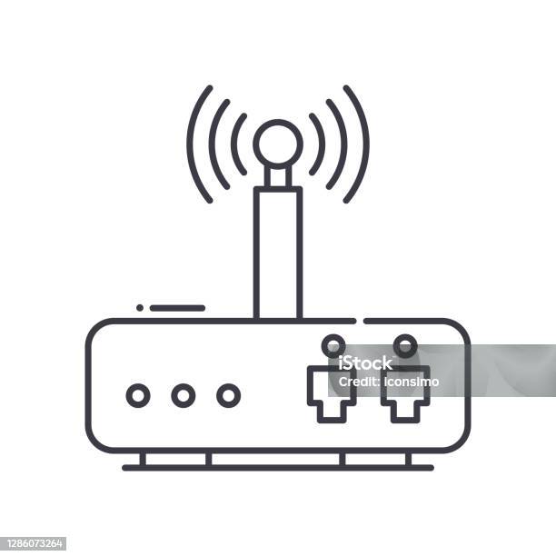 Ikon Router Ilustrasi Terisolasi Linear Vektor Garis Tipis Tanda Desain