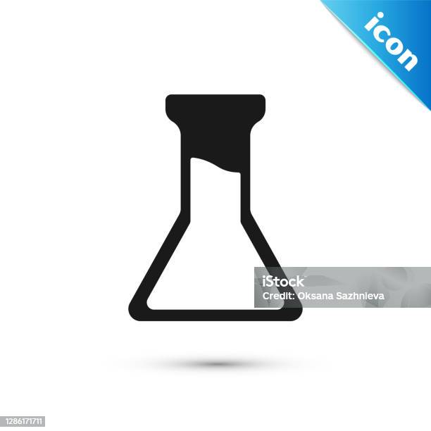 Tube À Essai Gris Et Icône De Fiole Isolée Sur Fond Blanc Test De