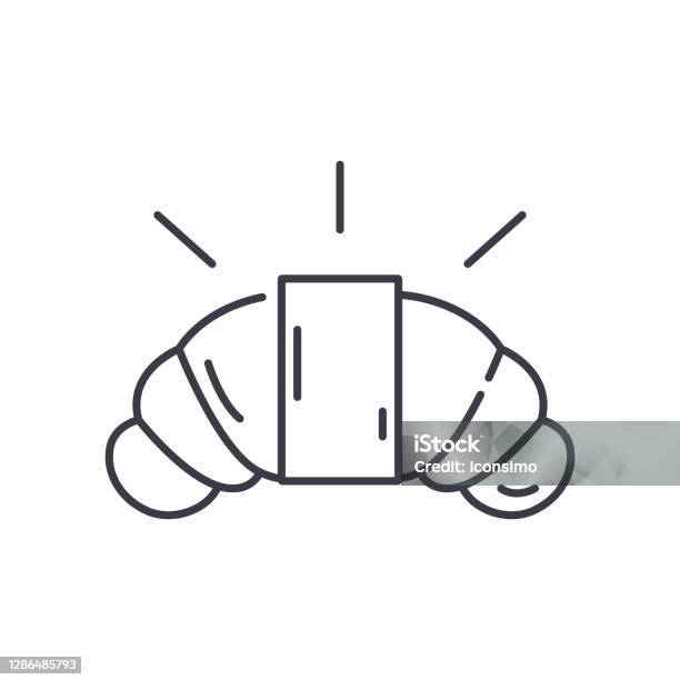 Ikon Croissant Ilustrasi Terisolasi Linear Vektor Garis Tipis Tanda