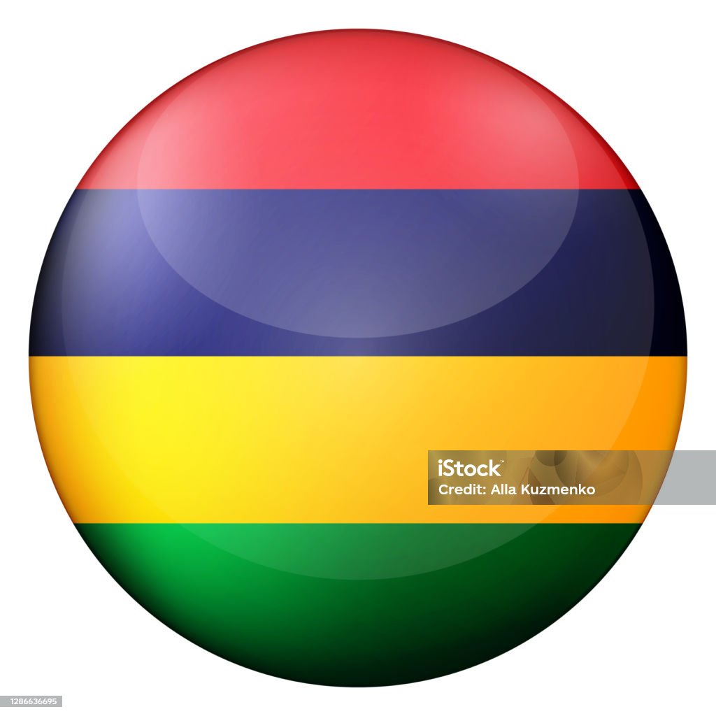 Glass Light Ball With Flag Of Mauritius Round Sphere Template Icon