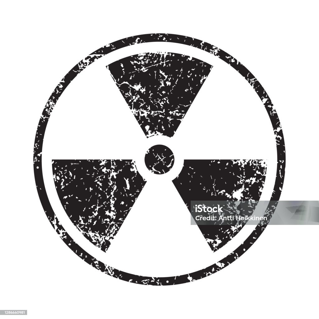 Ikon Simbol Radioaktif Dengan Tekstur Grunge Tanda Peringatan Radiasi Nuklir Label Logo Energi