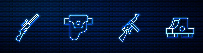 Réglez La Ligne Tommy Gun Hunting Gun Holster Et Collimator Vue Icône