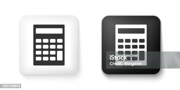 Icône Noire Et Blanche De Calculatrice Disolement Sur Le Fond Blanc