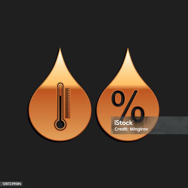 Icône Dhumidité Dor Disolement Sur Le Fond Noir Météo Et Météorologie