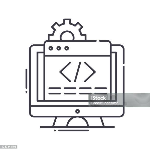 Icône De Développeur Web Illustration Disolement Linéaire Vecteur Mince