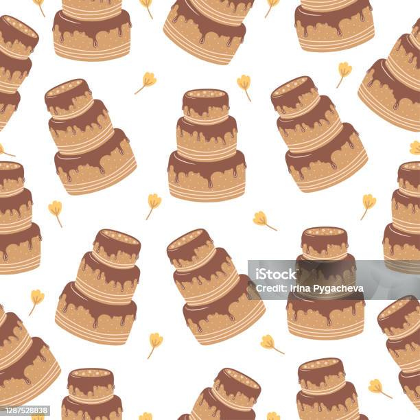 Pola Mulus Dengan Tangan Ditarik Cokelat Ulang Tahun Tiga Tingkat Kue