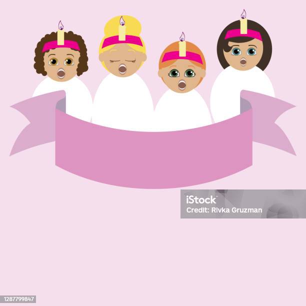 Empat Gadis Sederhana Dengan Mahkota Berbentuk Lilin Bernyanyi Dalam ... Empat Gadis Sederhana Dengan Mahkota Berbentuk Lilin Bernyanyi Dalam ...