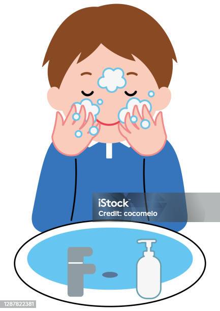 Man Washing Face Stock Illustration Download Image Now Adult
