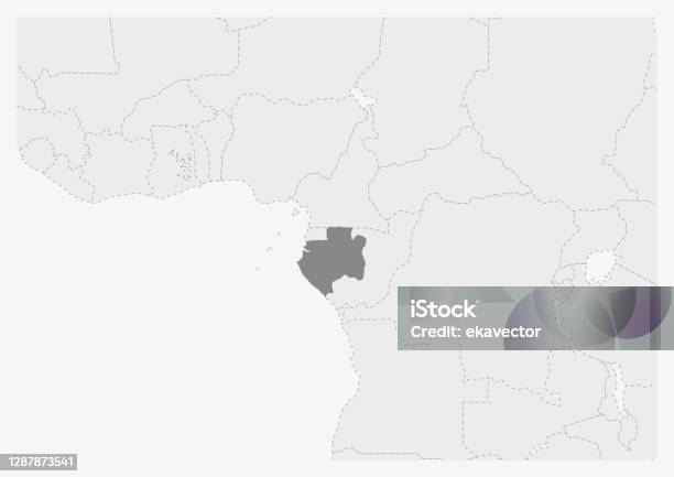 Ilustración De Mapa De Africa Con El Mapa De Gabón Resaltado Y Más