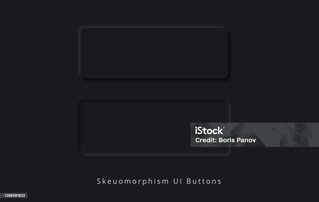 Skeuomorphism And Neumorphism Ui Rectangle Button Design Of Futuristic 3d Effect For Dark Black