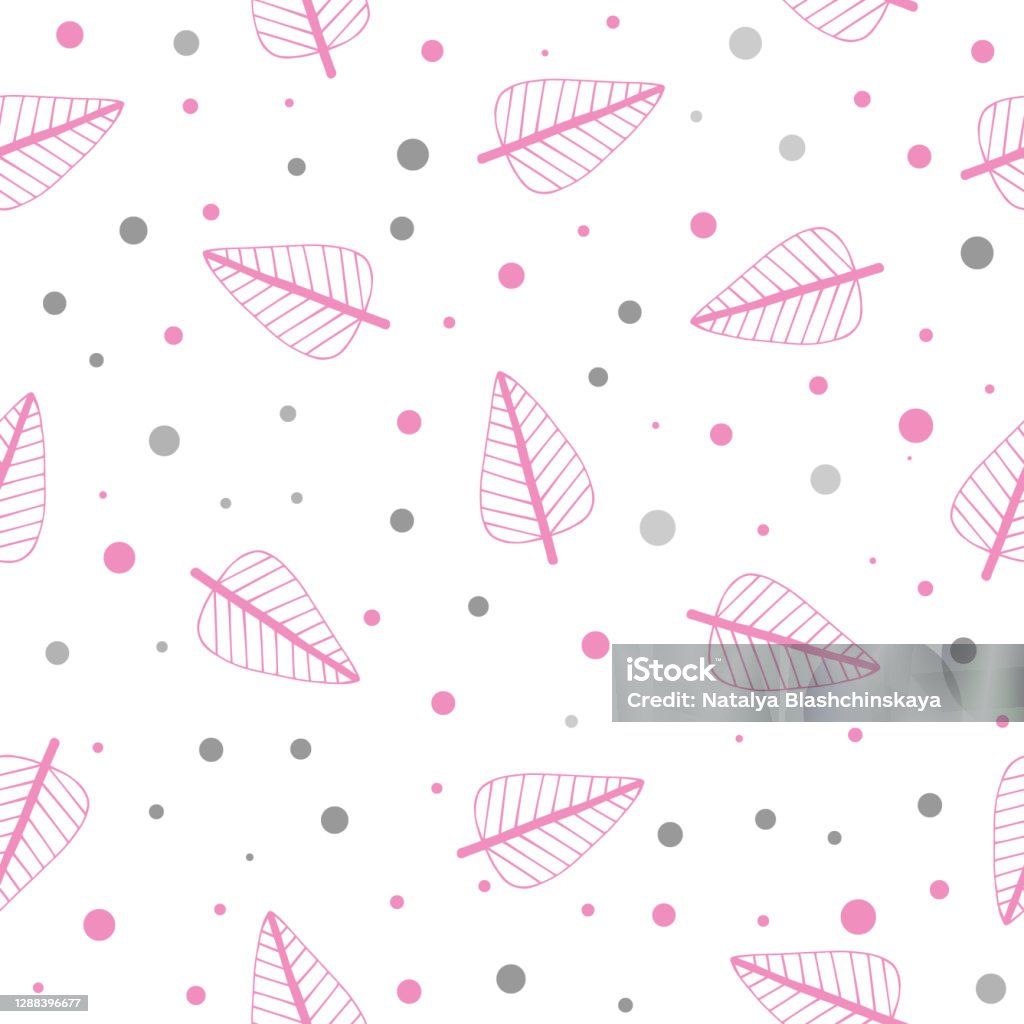Simple Doodle Leaves Seamless Pattern Vector Stylized Leaves In