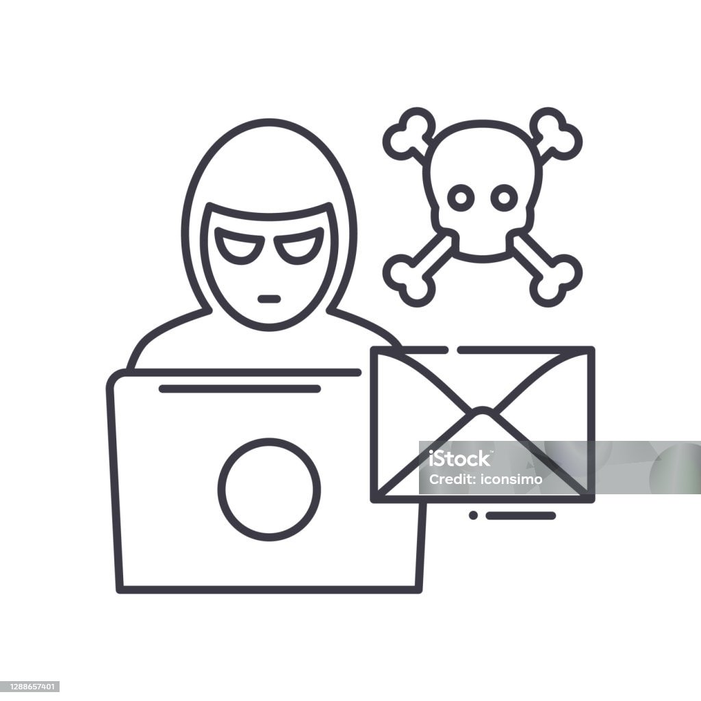 Hacking Icon Linear Isolated Illustration Thin Line Vector Web Design Sign Outline Concept
