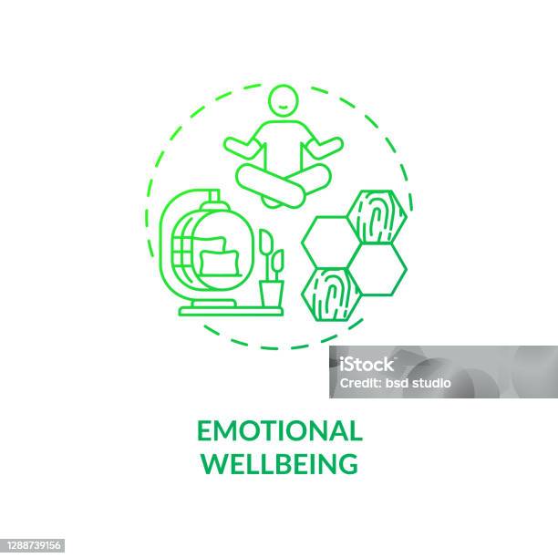 감성 웰빙 그린 컨셉 아이콘 Mental Wellbeing에 대한 스톡 벡터 아트 및 기타 이미지 Mental
